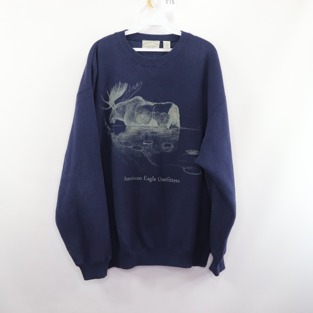 90s American Eagle Mens Large Moose Sweatshirt - Gem